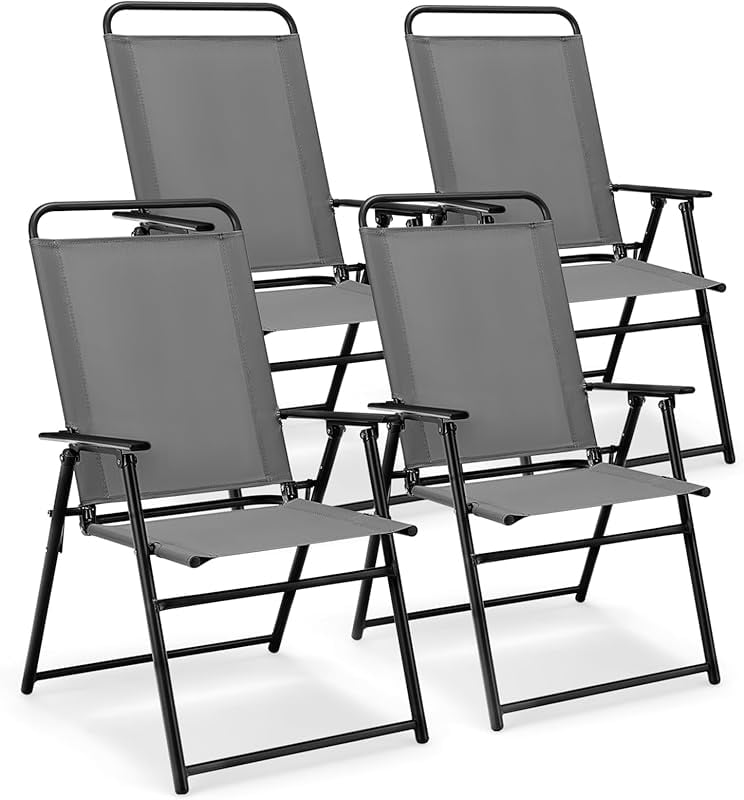Tangkula Patio Folding Dining Chairs Set of 4, Space-Saving Outdoor ...