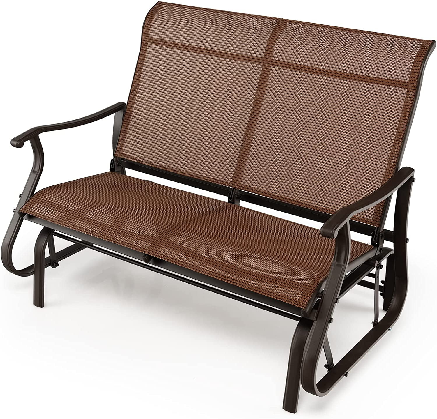 Tangkula Patio Glider Bench, 2-Person Outdoor Rocking Bench with High ...
