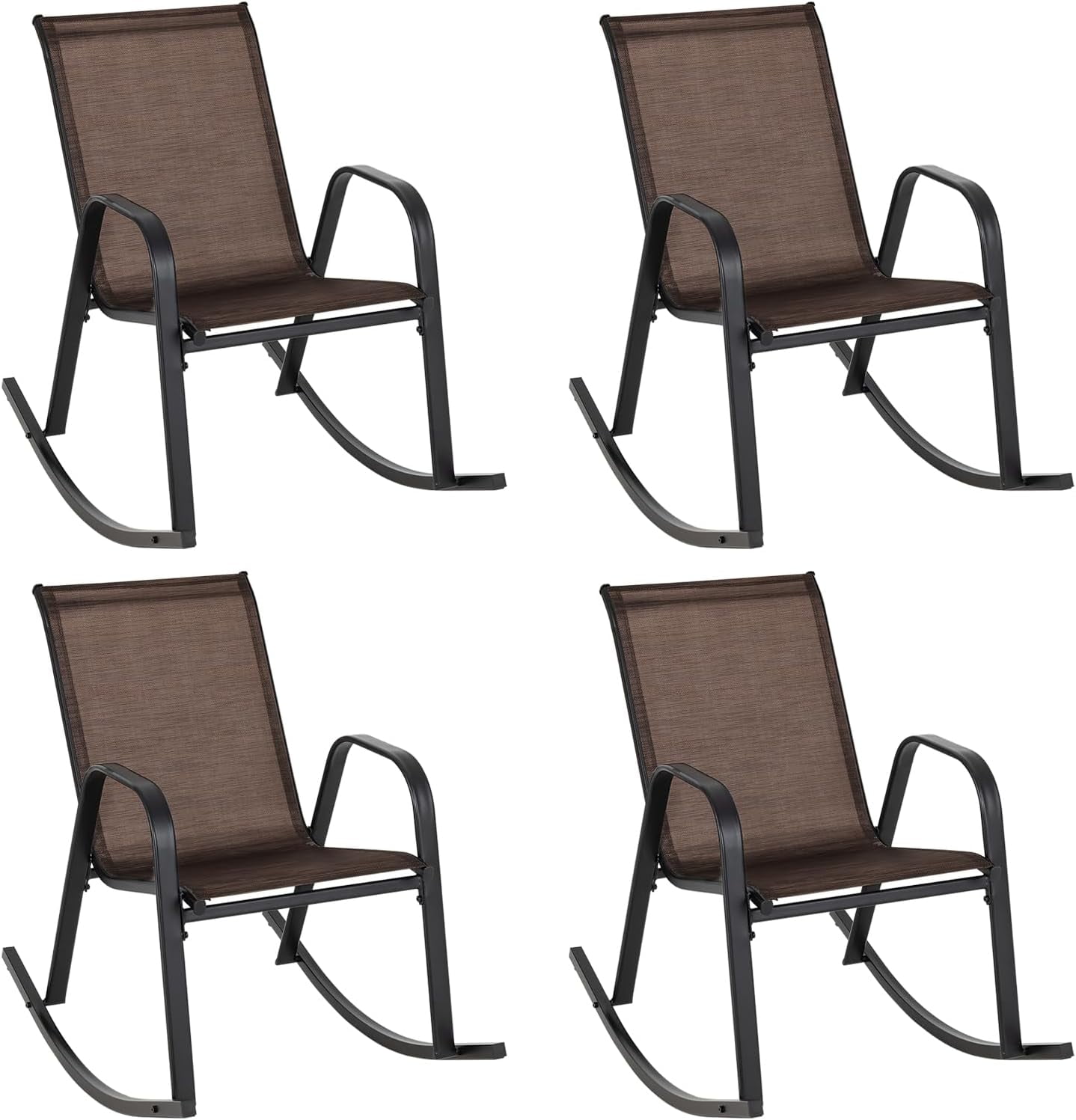 Tangkula Patio Rocking Chair Set of 4, Outdoor Ergonomic Rockers with ...