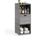 Tangkula Rattan Outdoor Storage Cabinet, Patiojoy Outdoor Wicker ...