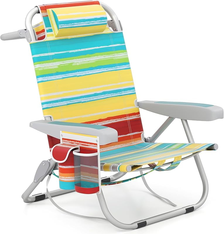 Folding Backpack Chairs for Adults Storage Pockets, Towel Bar ...