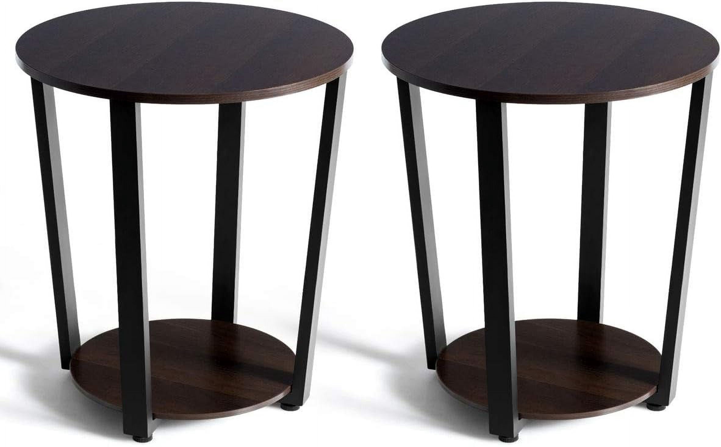 Tangkula Round End Table, 2-Tier Metal Sofa Table with Storage Shelf ...