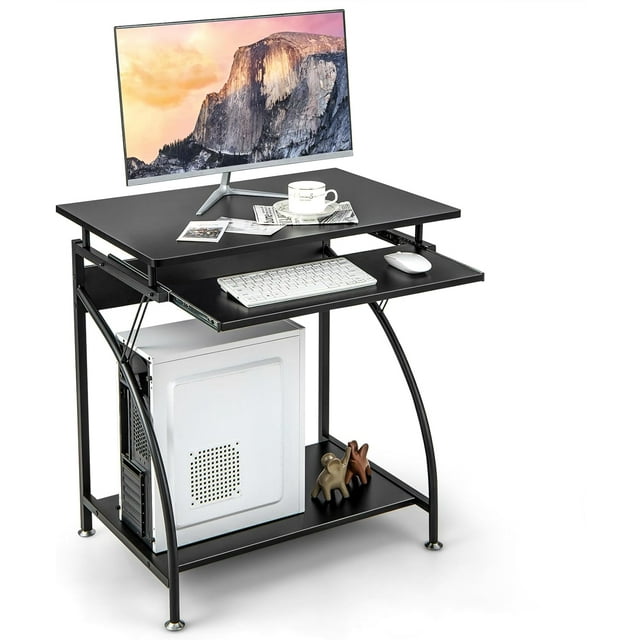 Tangkula Small Computer Desk with Keyboard Tray, Home Office Desk ...
