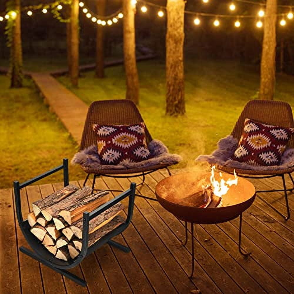 Tangkula U-Shaped Firewood Rack, Patio Lumber Stacker Stand with ...