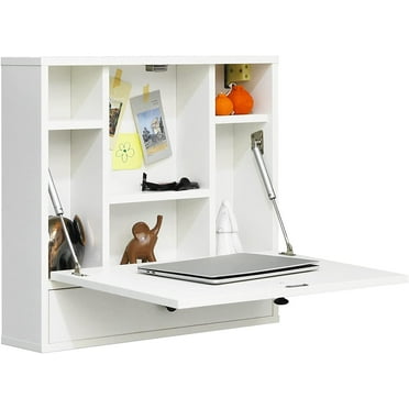Wall Mount Folding Laptop Writing Computer or Makeup Desk with Storage ...