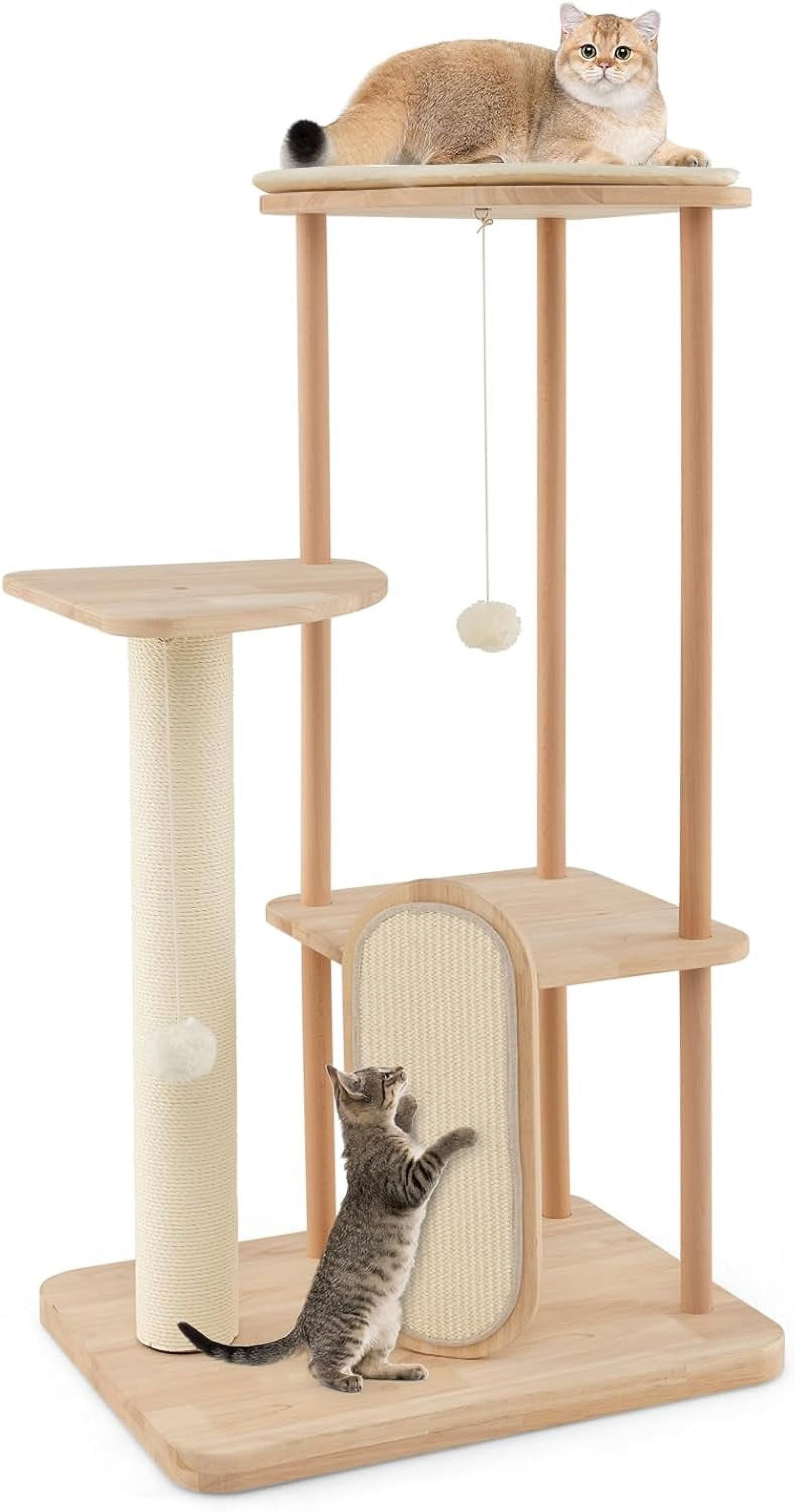 Tangkula Wood Cat Tree for Indoor Cats, Multi-Level Modern Cat Tower ...