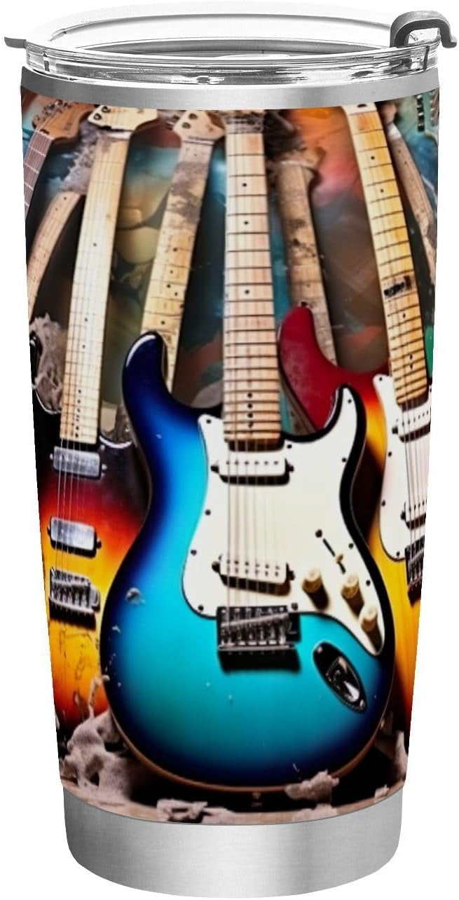Tangkunup Electric Guitars Pattern Cups with Straws and Lids 20 OZ ...