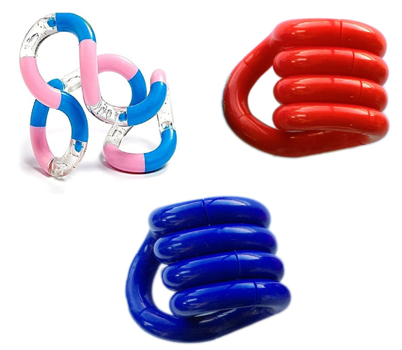 Tangle Brand Twister Fidget Toys 3 Pack, Pink Blue Clear, Red, Blue ...