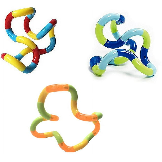 Tangle Jr. Classic Sensory Fidget Toy, Set of 3, Light Carnival, Blue ...