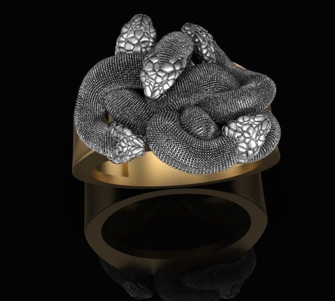 Tangle of Snakes Ring, Goth Serpent Ring Sterling Silver Ouroboros ...