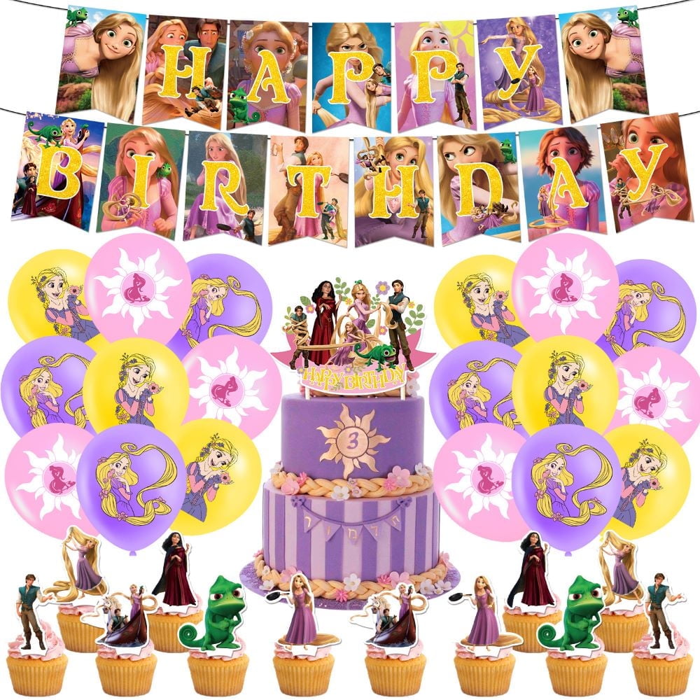 Tangled Cartoon Theme Birthday Party Decor Supplies Kits, Including ...