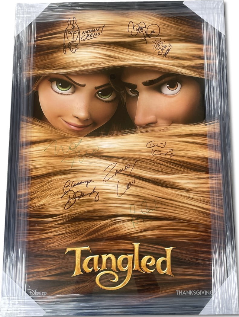 Tangled Signed Cast Autographed Poster Zachary Levi +6 Framed JSA ...