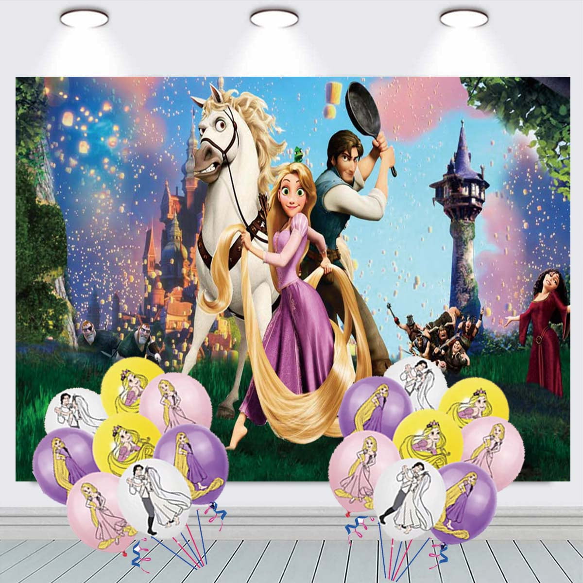Tangled Long Hair Balloons Party Supplies Taspestry Poster Banner ...