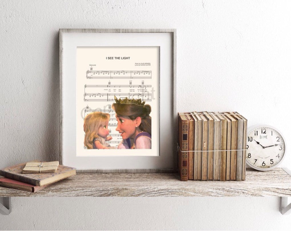 Tangled Rapunzel And Mother I See The Light Sheet Music Art Print ...