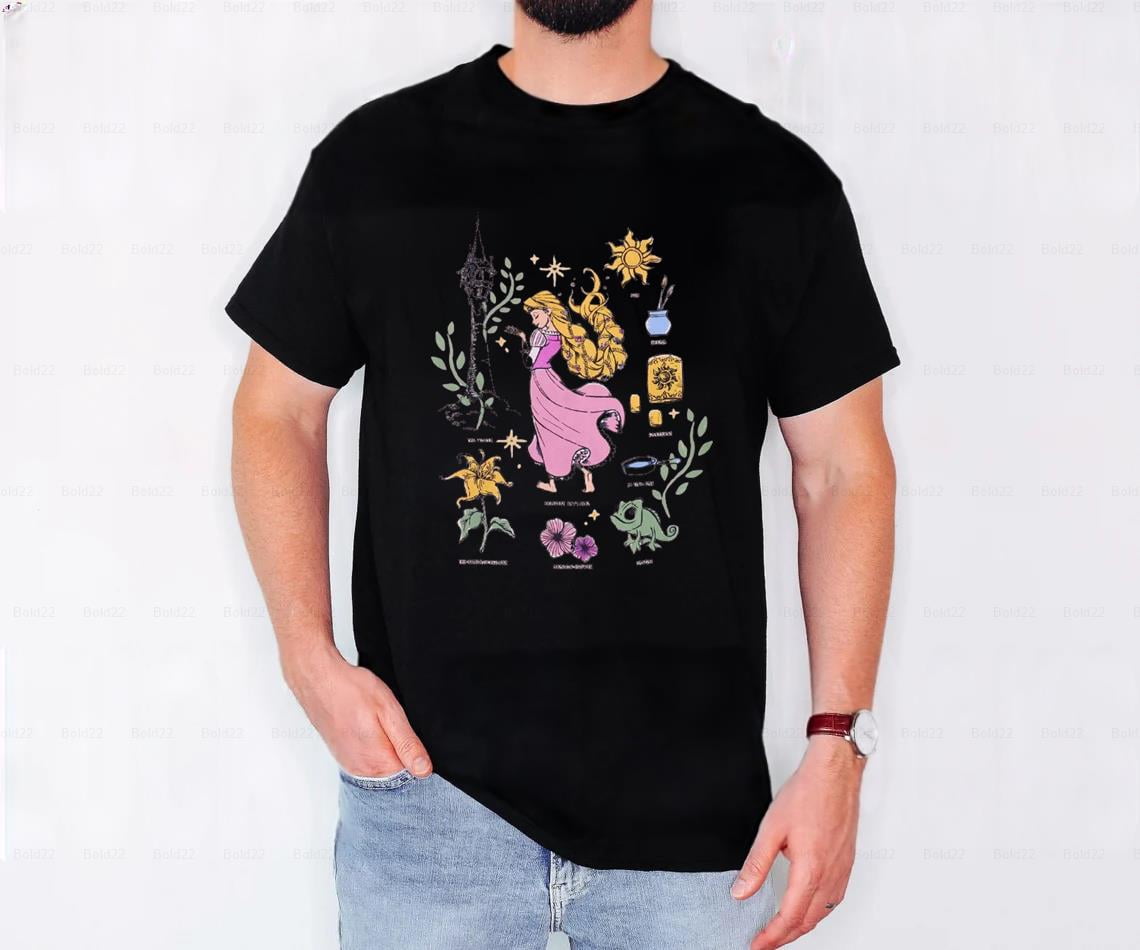 Tangled Rapunzel Icons Golden Hair Graphic T-shirt, for men & women, up ...