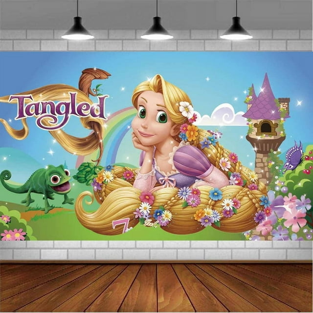 Tangled Rapunzel Princess Post Backdrop Banner Party Supplies Birthday ...