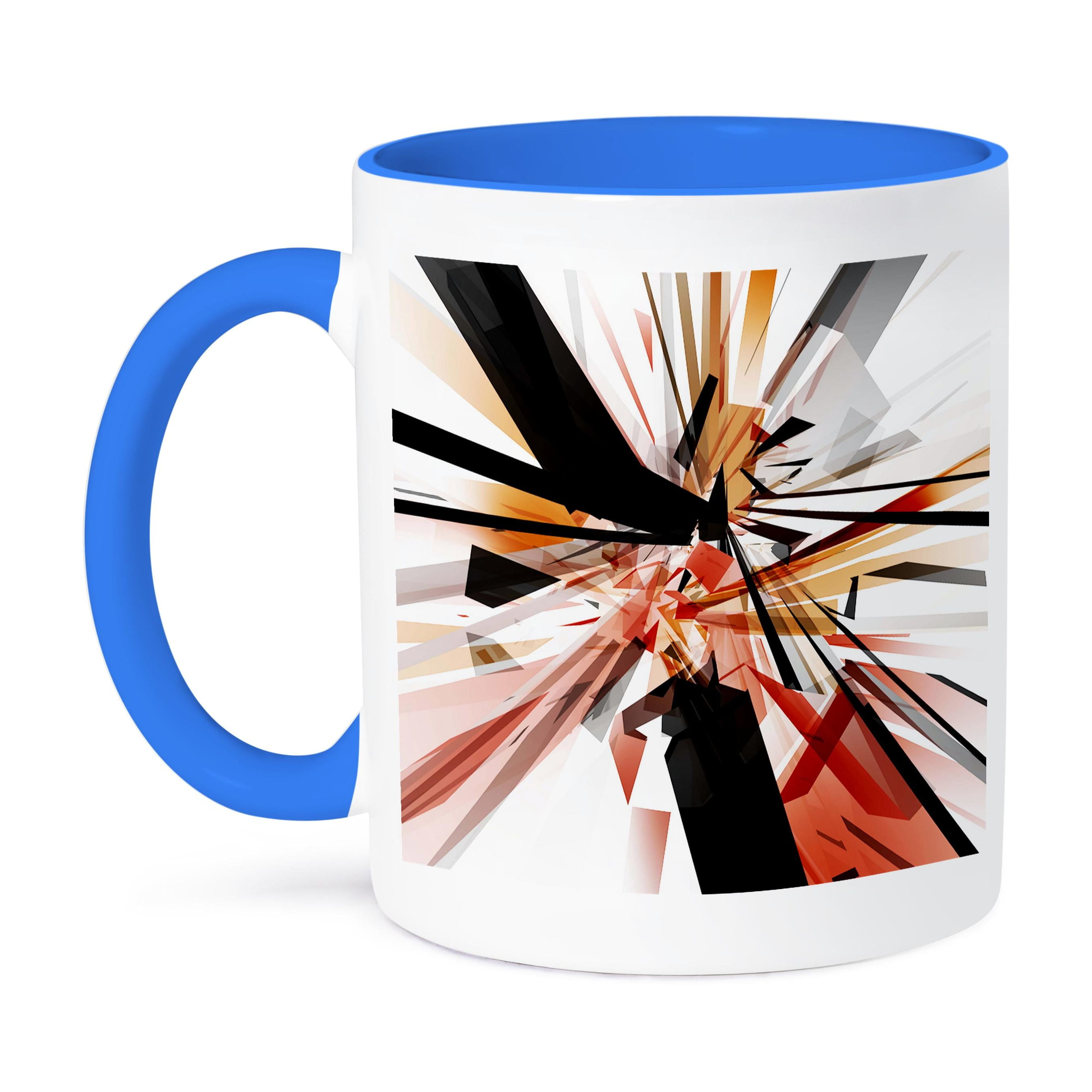 3dRose, Tangled Rectangles 1 abstract geometric digital art in Earth tone colors, 11oz Two-Tone ...