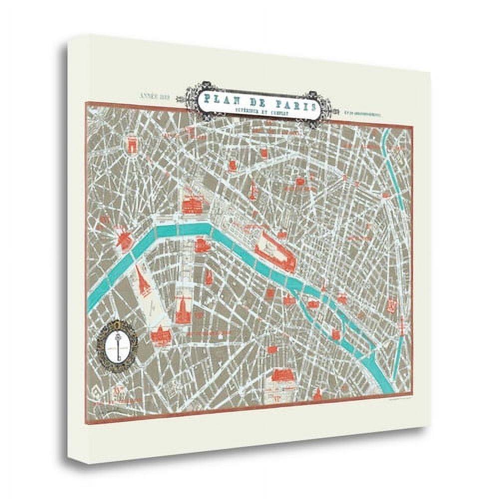 Tangletown Art, 23 x 18 "Plan de Paris Map - Version II " by Sue ...