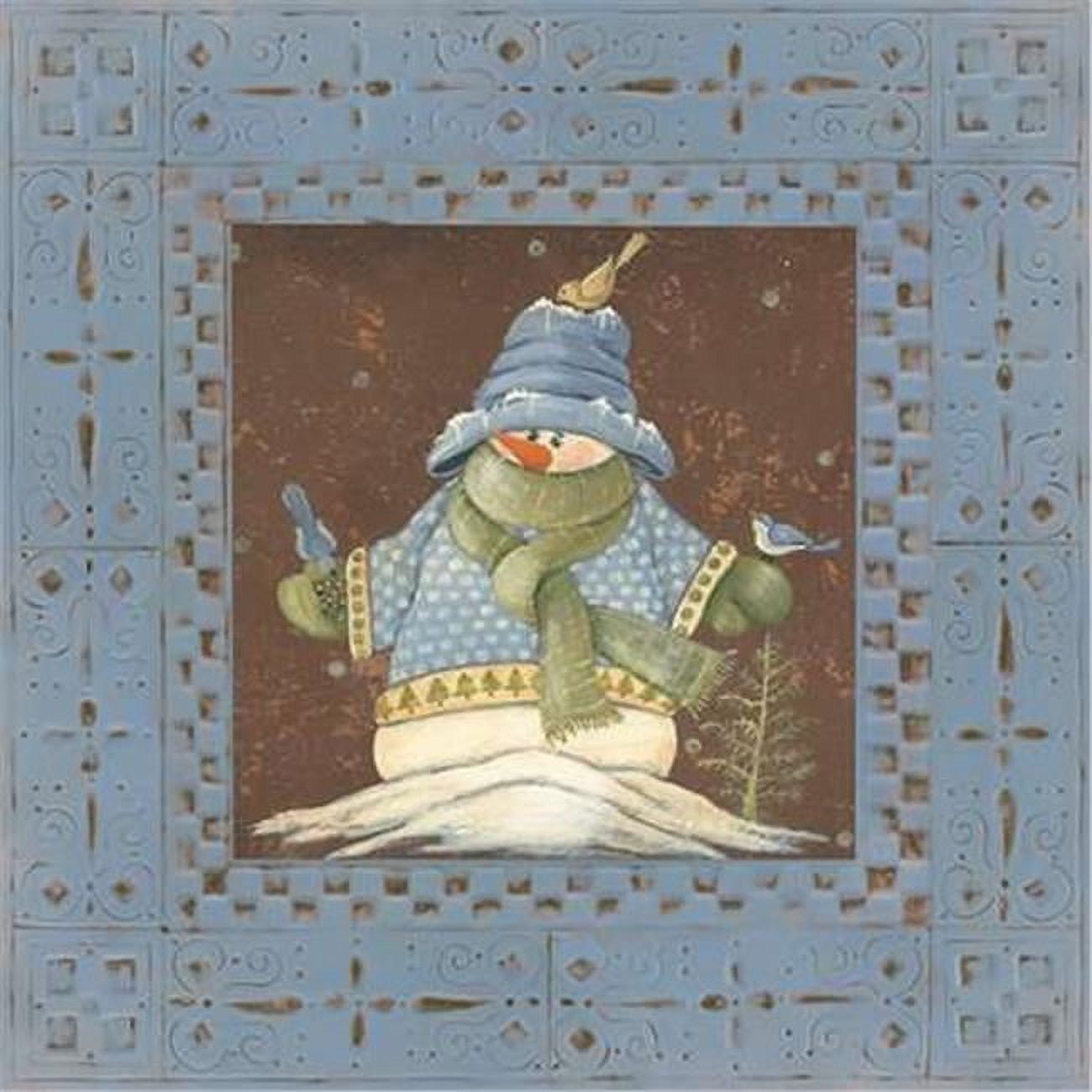 Tangletown Fine Art Blue Tin Snowman II by Jo Moulton Poster Frame - 24 ...