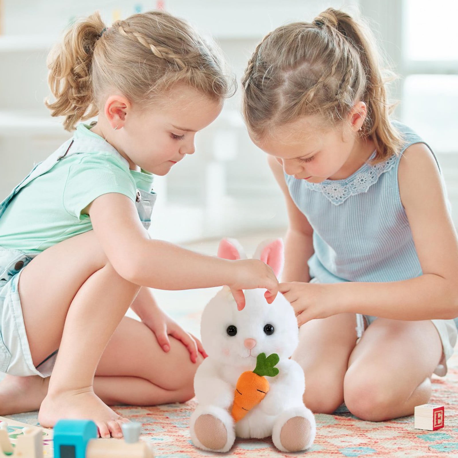 Tanglewen 6x10" Easter Bunny Plush Toy Stuffed Rabbit Toy Sitting Short ...