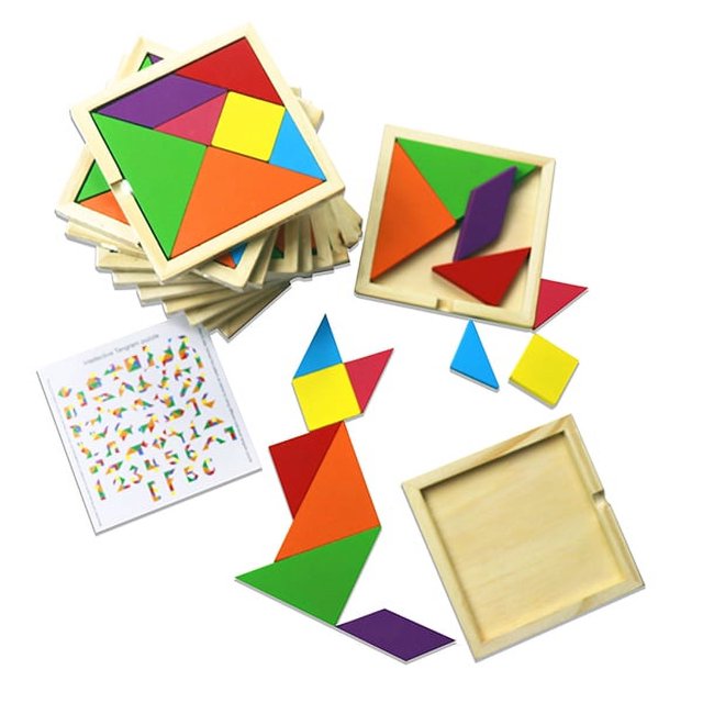 Tangram 8 Pc Wooden Puzzle Sets (Pack of 12) - Walmart.com