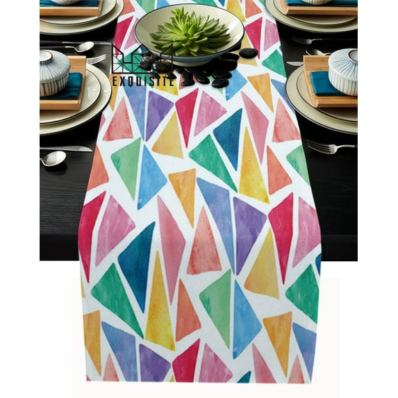 Tangram Children Watercolor Triangle Colorful Cute Table Runner ration ...
