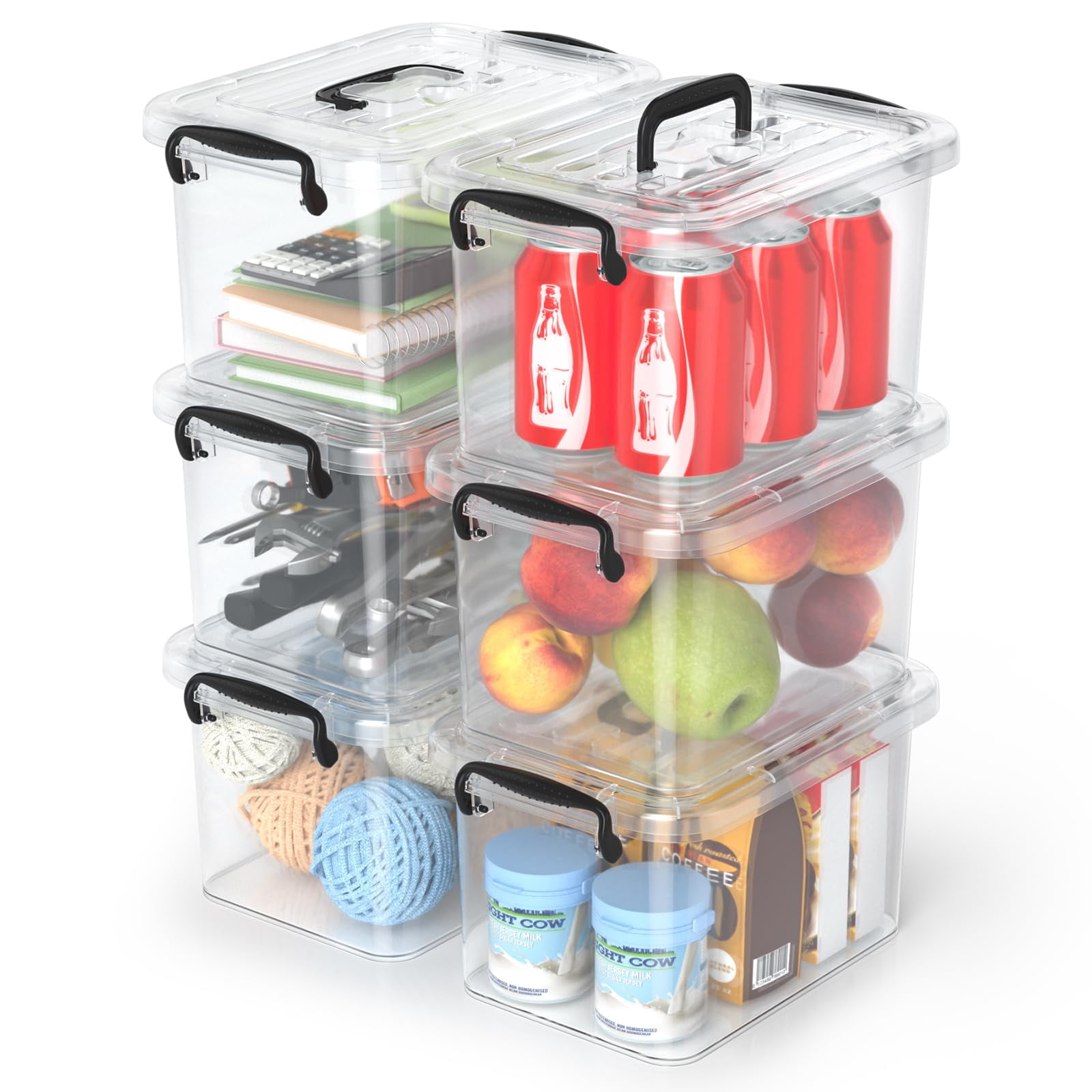 Tangyinus Plastic Storage Containers with Lids - Pack Quart Clear ...
