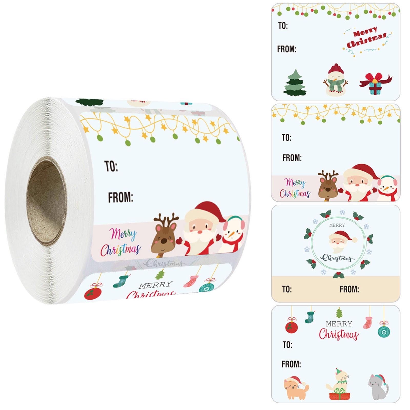 Tanhomme 2 Inch Christmas Tag Stickers Christmas Pattern Tags Self ...