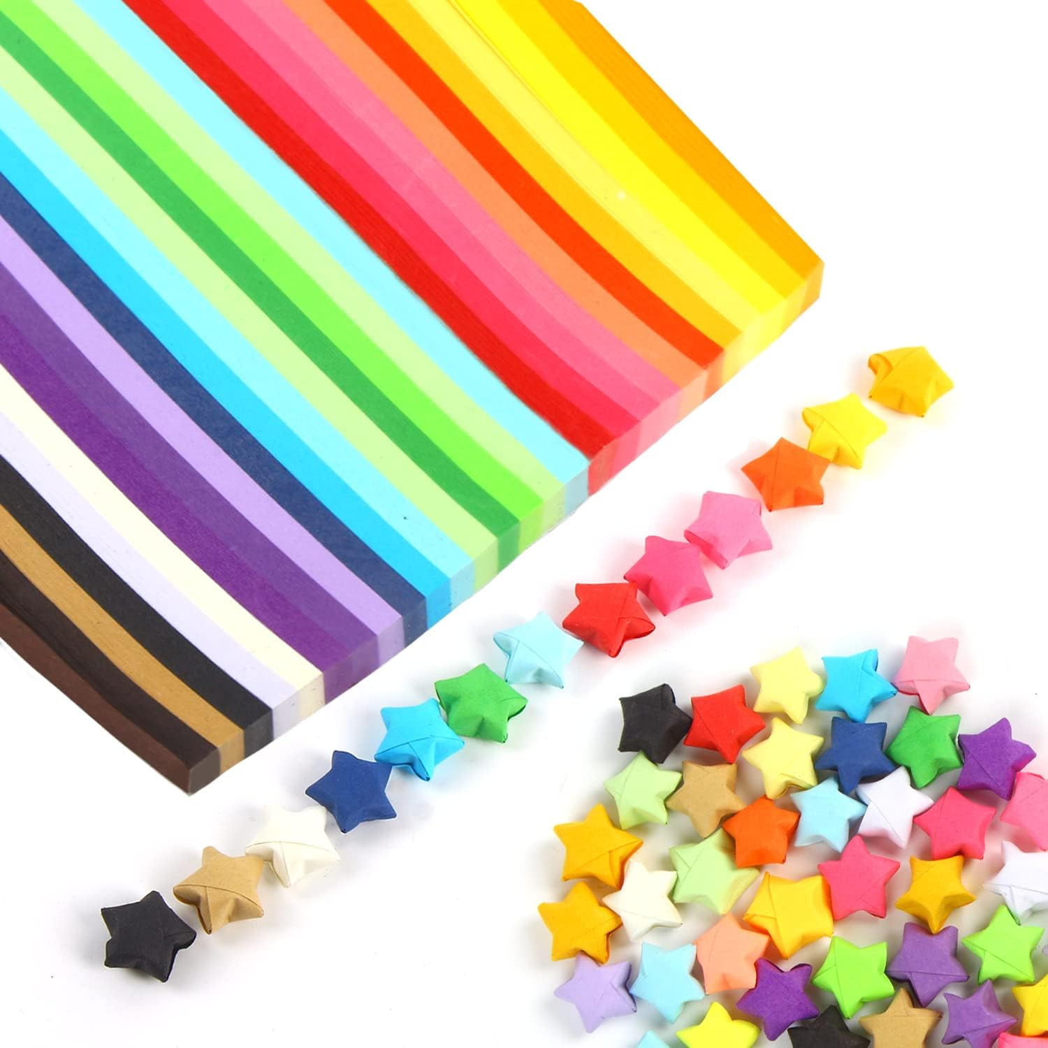 Tanhomme Paper Folding Star Paper Strips 1350 Sheets Solid Color Star ...