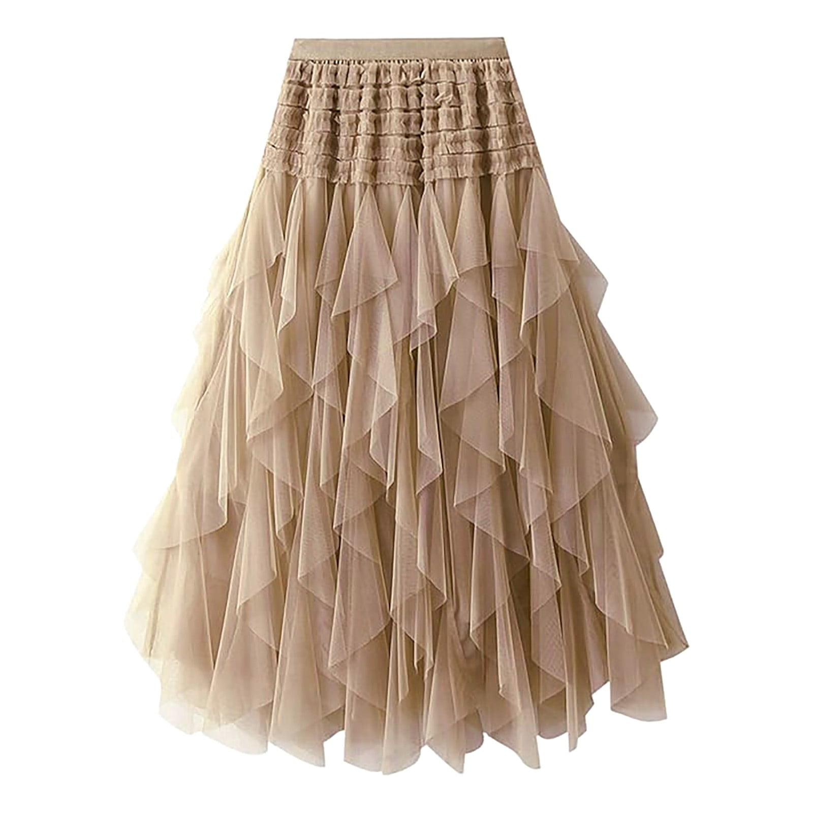 Tanhomme Women's Tulle Skirt A-Line High Low Asymmetrical Length ...