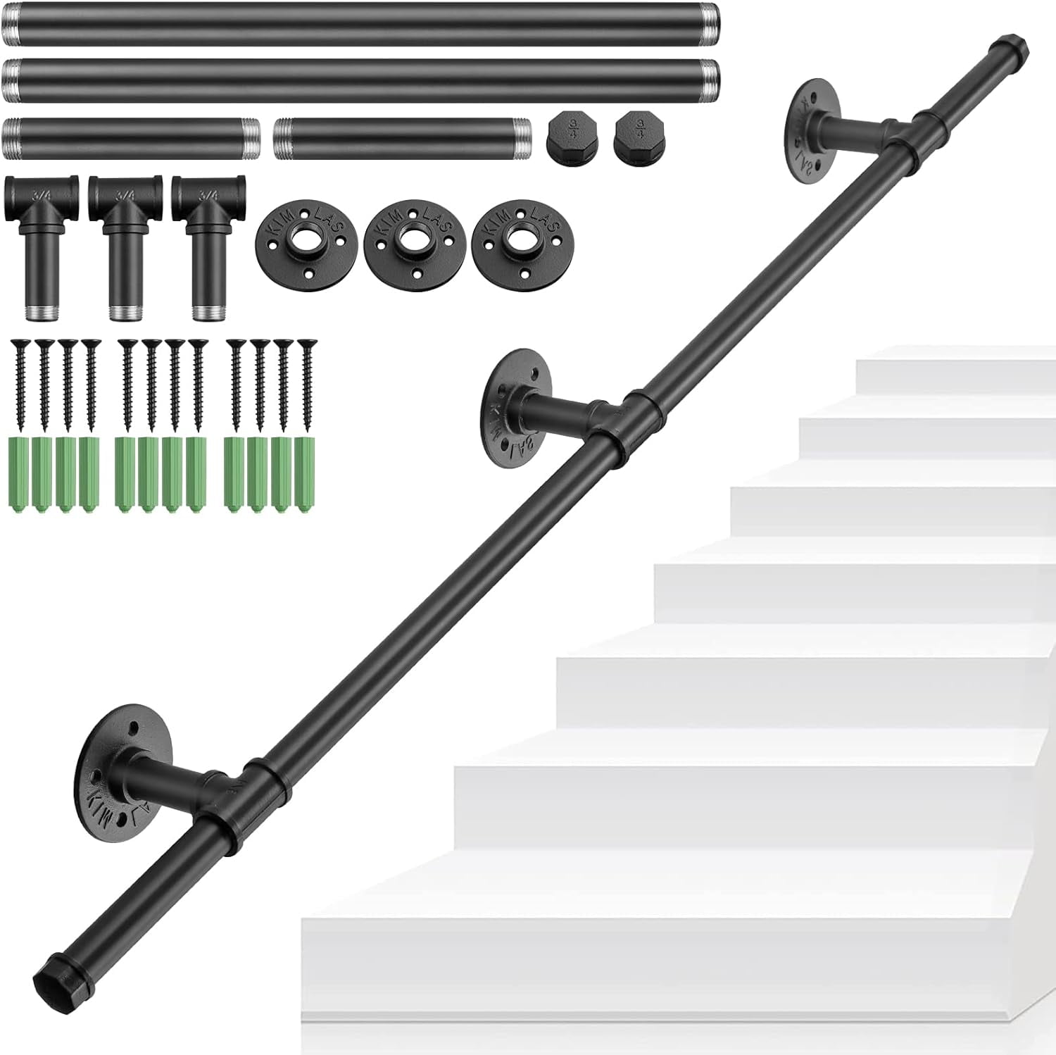 Tanice Stair Handrail 3M Handrails for Stairs Industrial Pipe Clothes ...