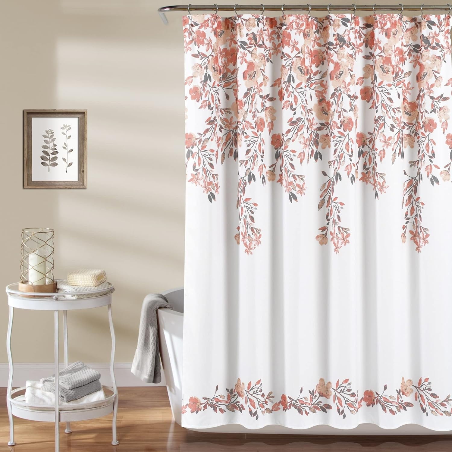 Tanisha Shower Curtain, 72" W x 72" L, Blush & Gray - Peachy Pink ...