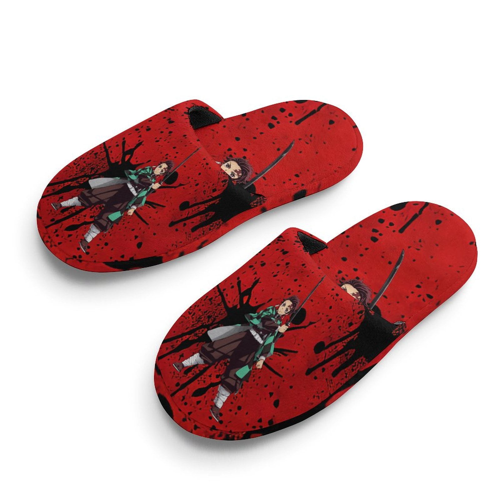 Tanjiro Demon Slayer Cotton Slippers For Kids Flannel Plush Fluffy Warm ...