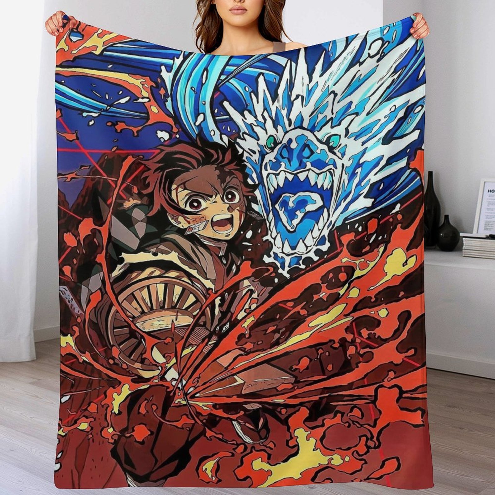 Tanjiro Demon Slayer Poster Flannel Blanket Cozy Ultra-Soft Micro ...
