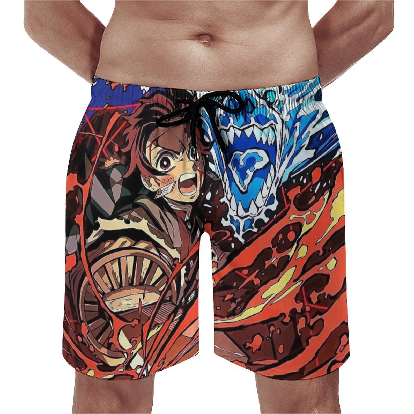 Tanjiro Demon Slayer Poster Men's Swim Trunks Quick Dry Beach Board ...