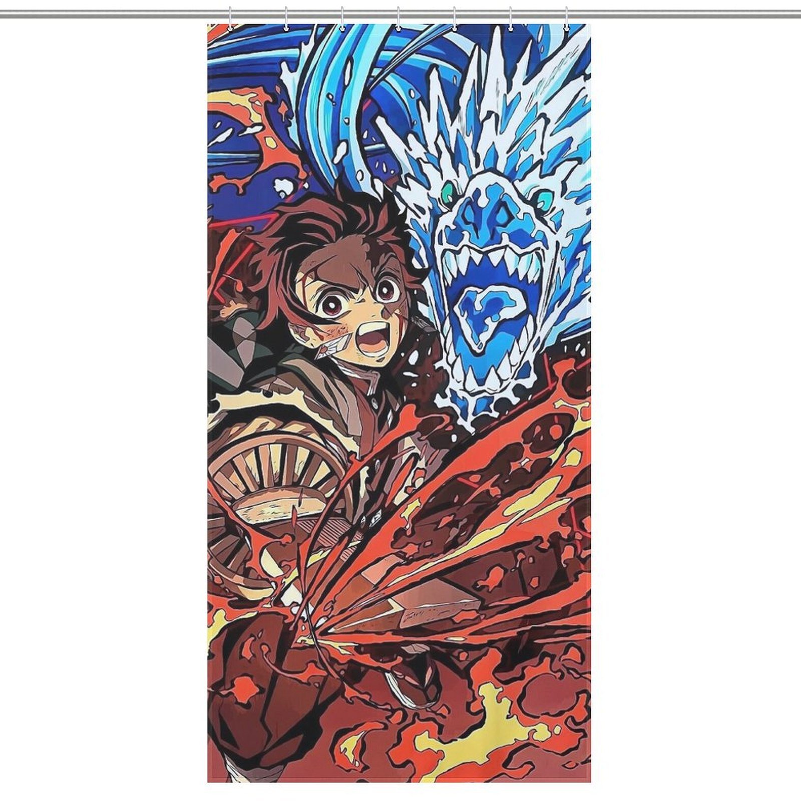 Tanjiro Demon Slayer Poster Shower Curtain Decor Bath Curtain ...