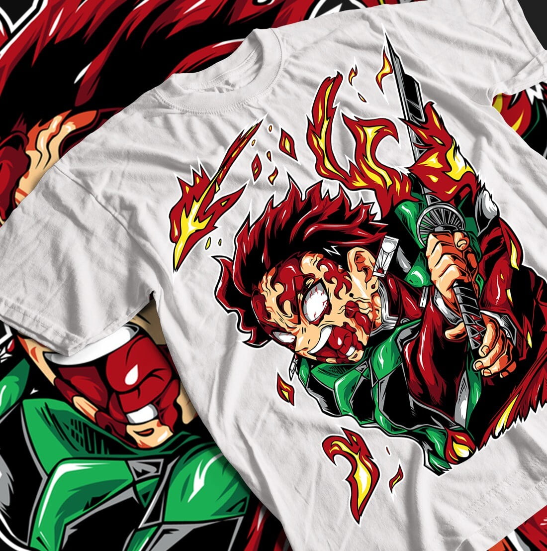 Tanjiro Demon Slayer T-shirt Kimetsu No Yaiba Horror Anime Nezuko Shirt ...