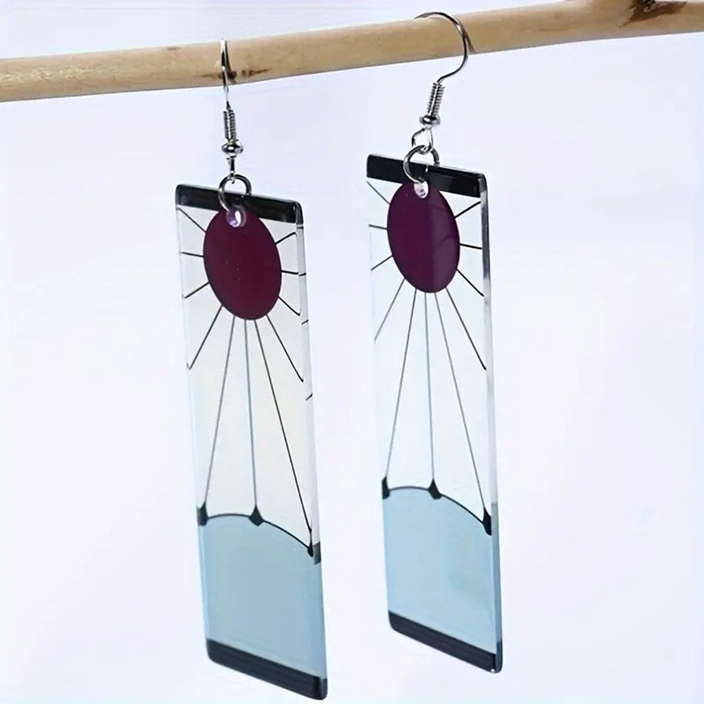 Tanjiro Earrings Hanafuda Cards Anime Manga Acrylic Rising Sun heirloom ...
