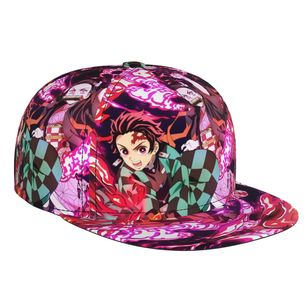 Tanjiro Kamado Nezuko Kamado Adjustable Flat Brim Baseball Cap Snapback ...