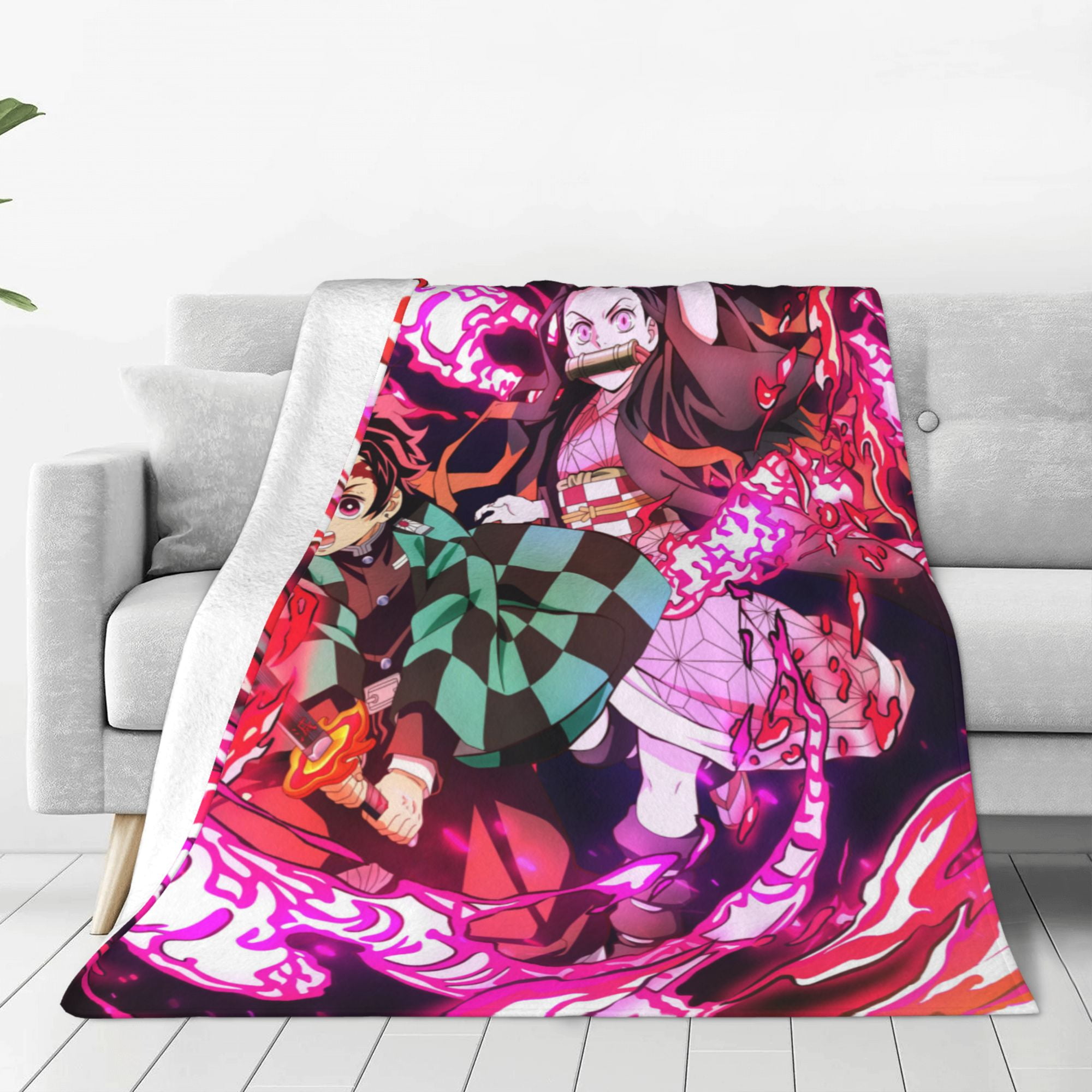 Tanjiro Kamado Nezuko Kamado Soft Lightweight Bed Blankets Plush Fuzzy Cozy Blanket Microfiber ...