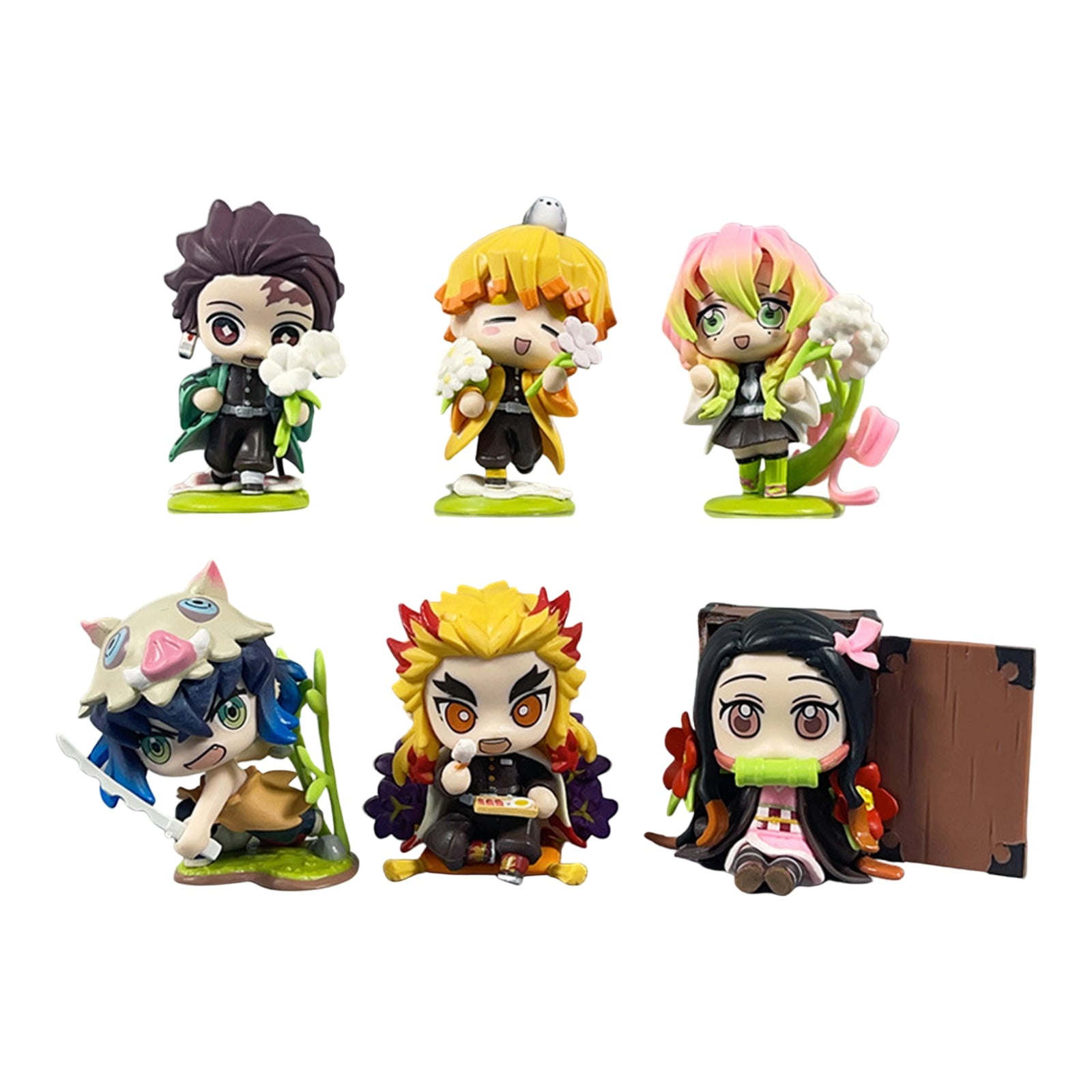 Tanjiro Nezuko Figure Anime Peripheral Model Ornaments, 6PC Handheld ...