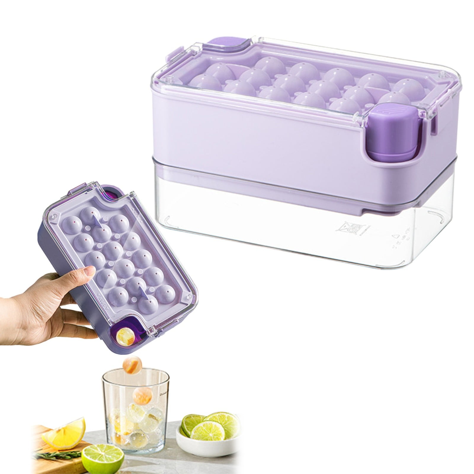 Tanjnj Clearance Ice Trays with Container | Stackable Ice Tray for Food ...