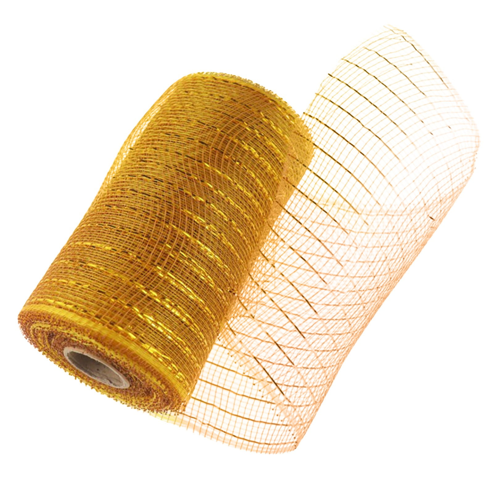 Tanjnj Gold Deco Mesh 5.9 Inch Metallic Gold Mesh Ribbon for Christmas ...
