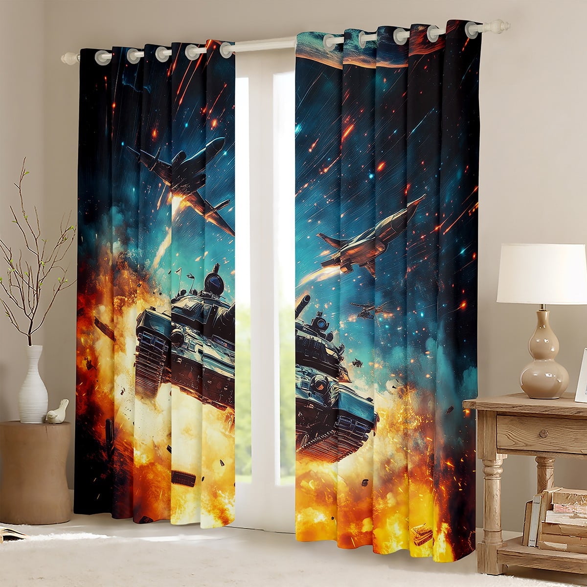 Tank Curtains Airplane 30%-50% Blackout Curtains,Outer Space Themed ...