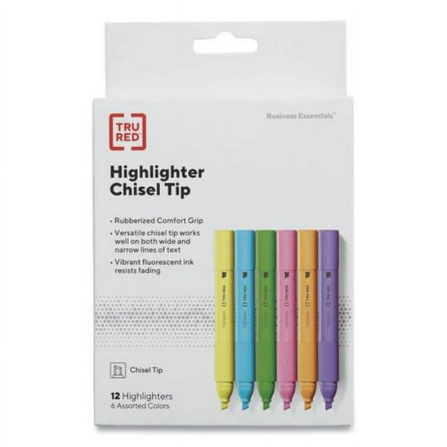 Tank Style Chisel Tip Highlighter, Multi Color - Pack of 12 - Walmart.com