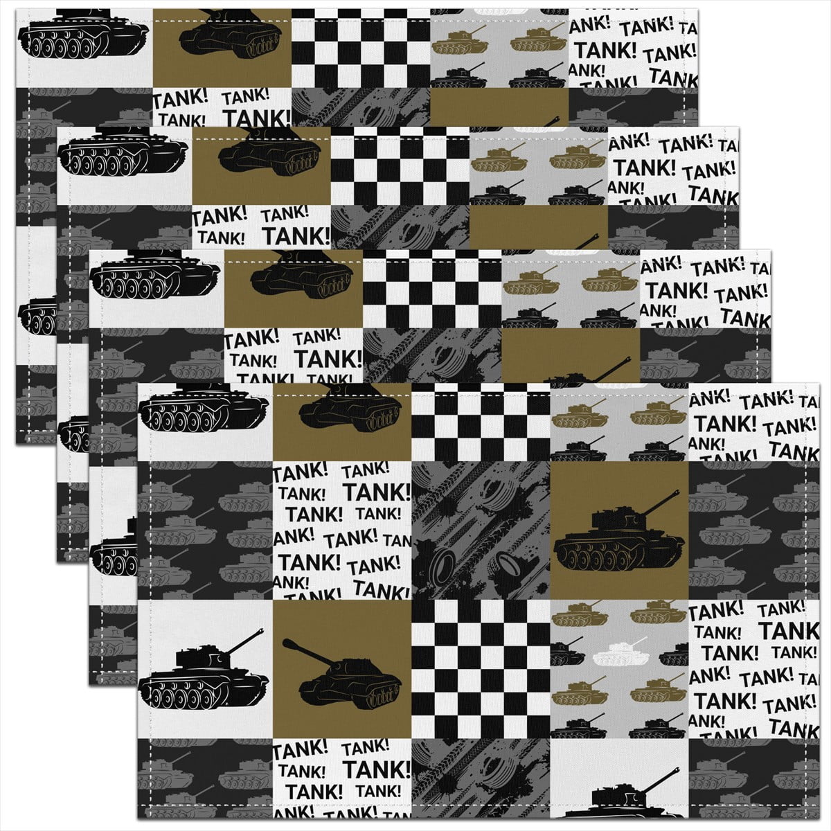 Tank Table Placemats Set of 4,Geometric Plaid Patchwork Place Mats ...