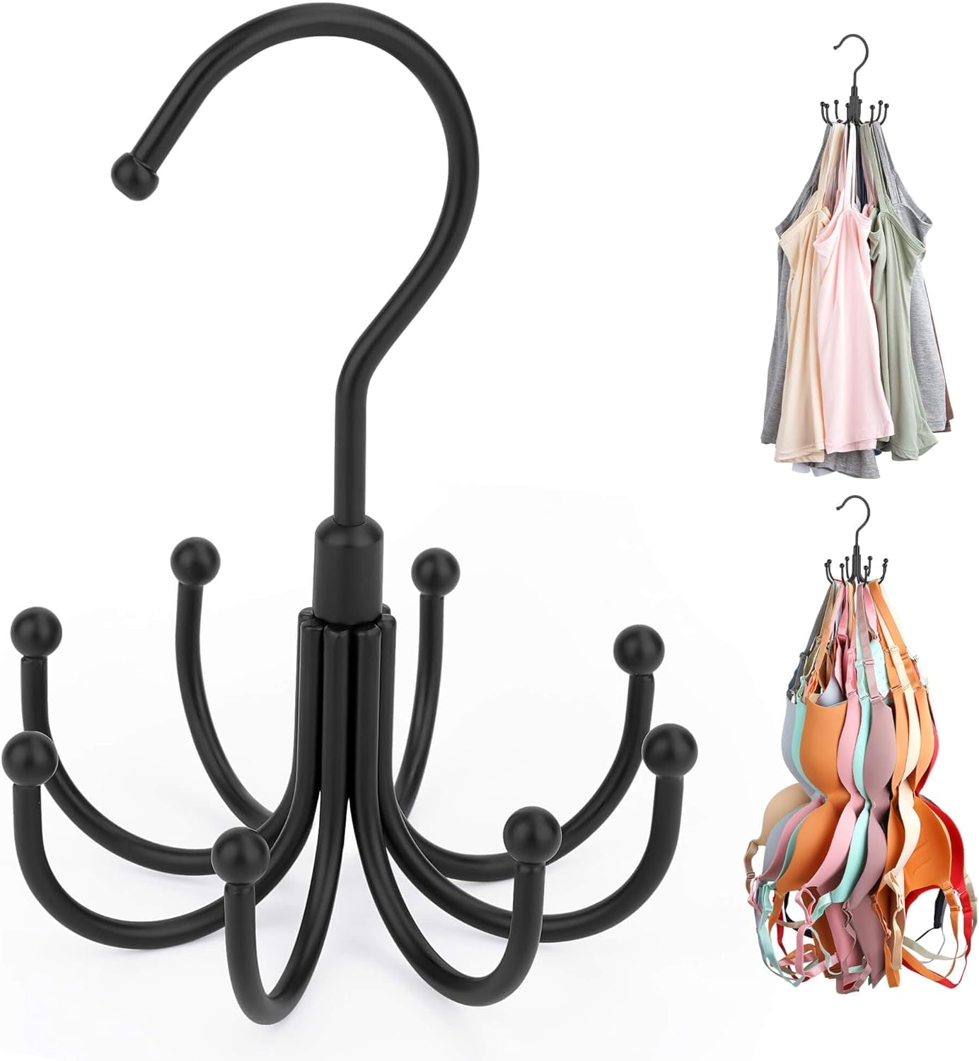 Tank Top Hanger, Rotatable Bra Organzier for Closet, Max 24 Storage ...