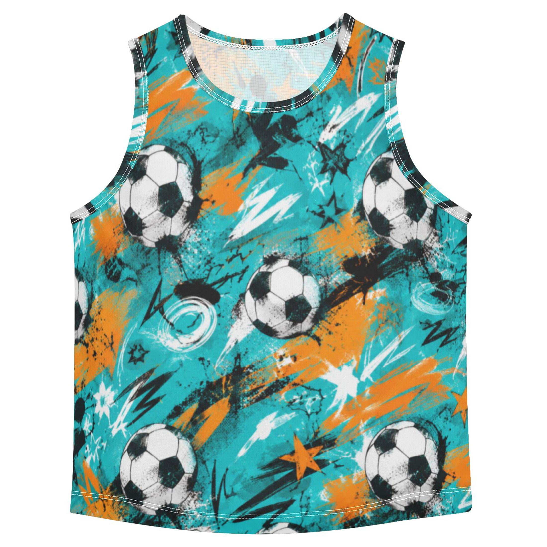 Tank Top Shirts Dynamic Soccer Ball Pattern Quick-Dry Athletic for ...