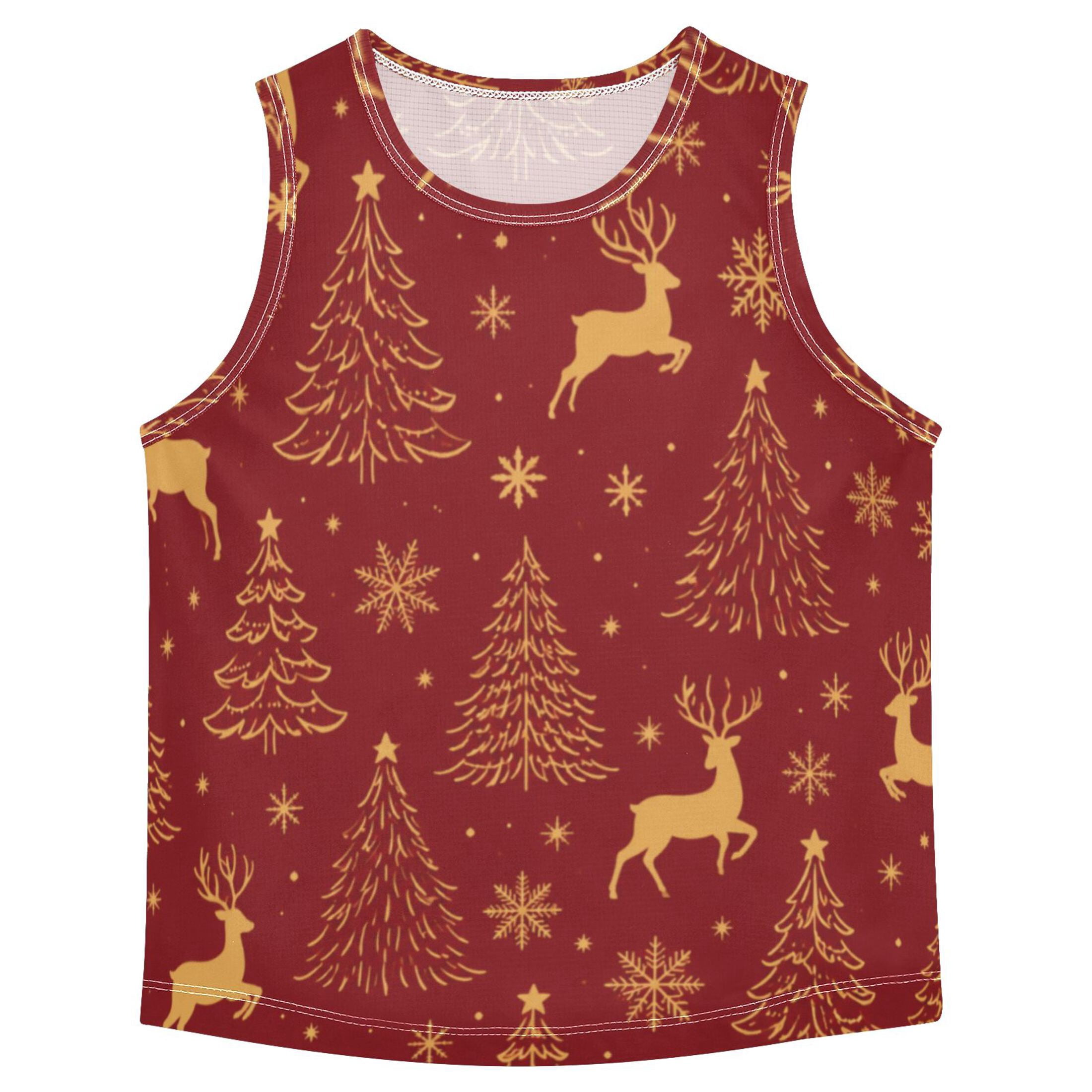 Tank Top Shirts Holiday Deer Tree Pattern Quick-Dry Athletic for ...