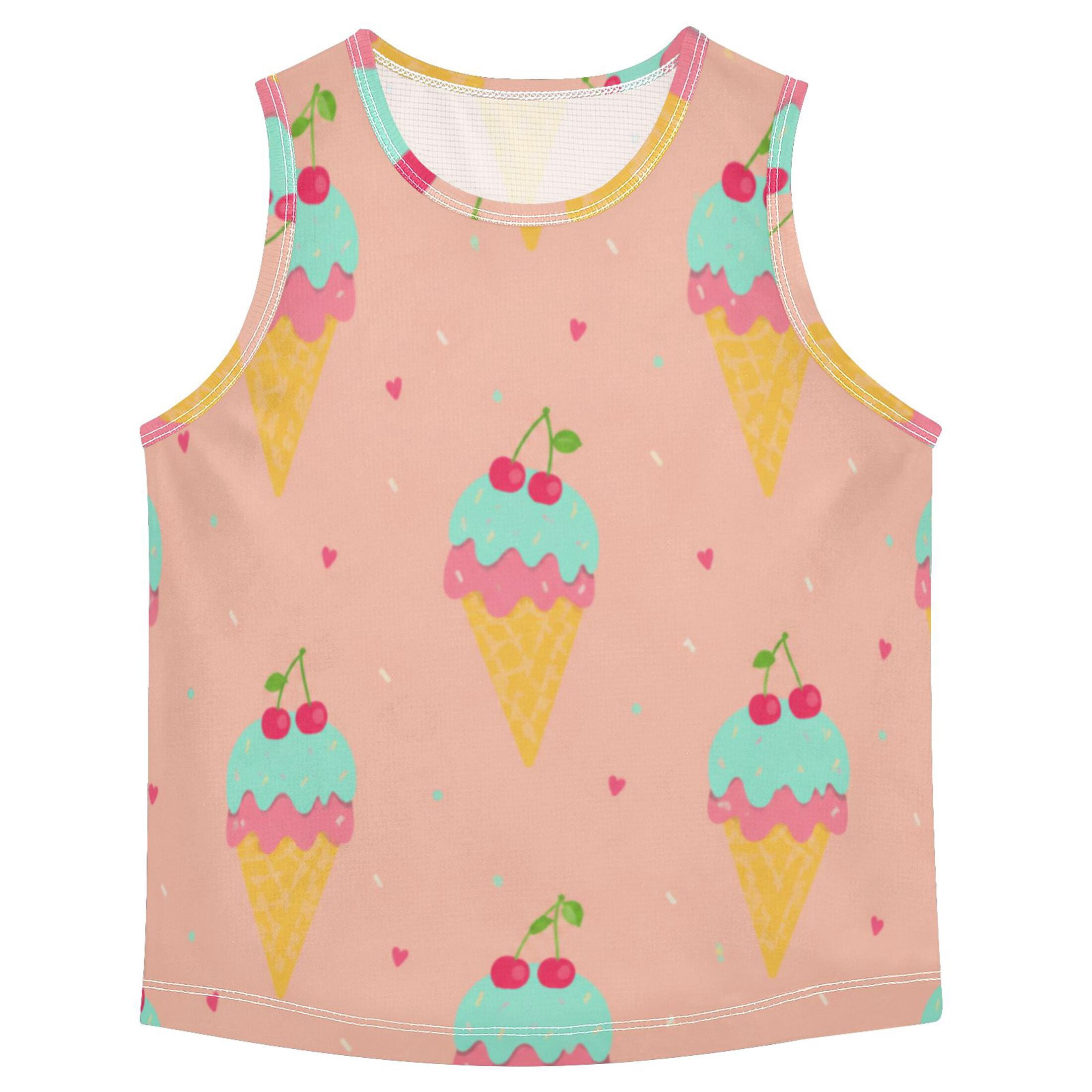 Tank Top Shirts Ice Cream Cherry Pattern Quick-Dry Athletic for Running ...